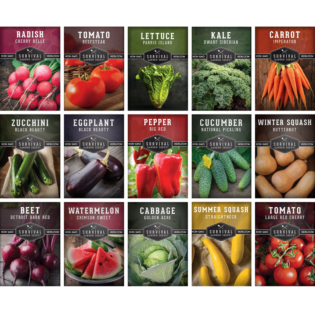 15 Variety Vegetable Garden Seed Collection – Non-GMO Heirloom Surviva ...