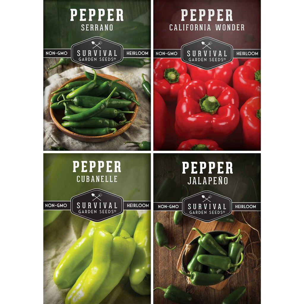 4 Pepper Seed Collection – Heirloom Non-GMO Hot & Sweet Peppers for Sa ...